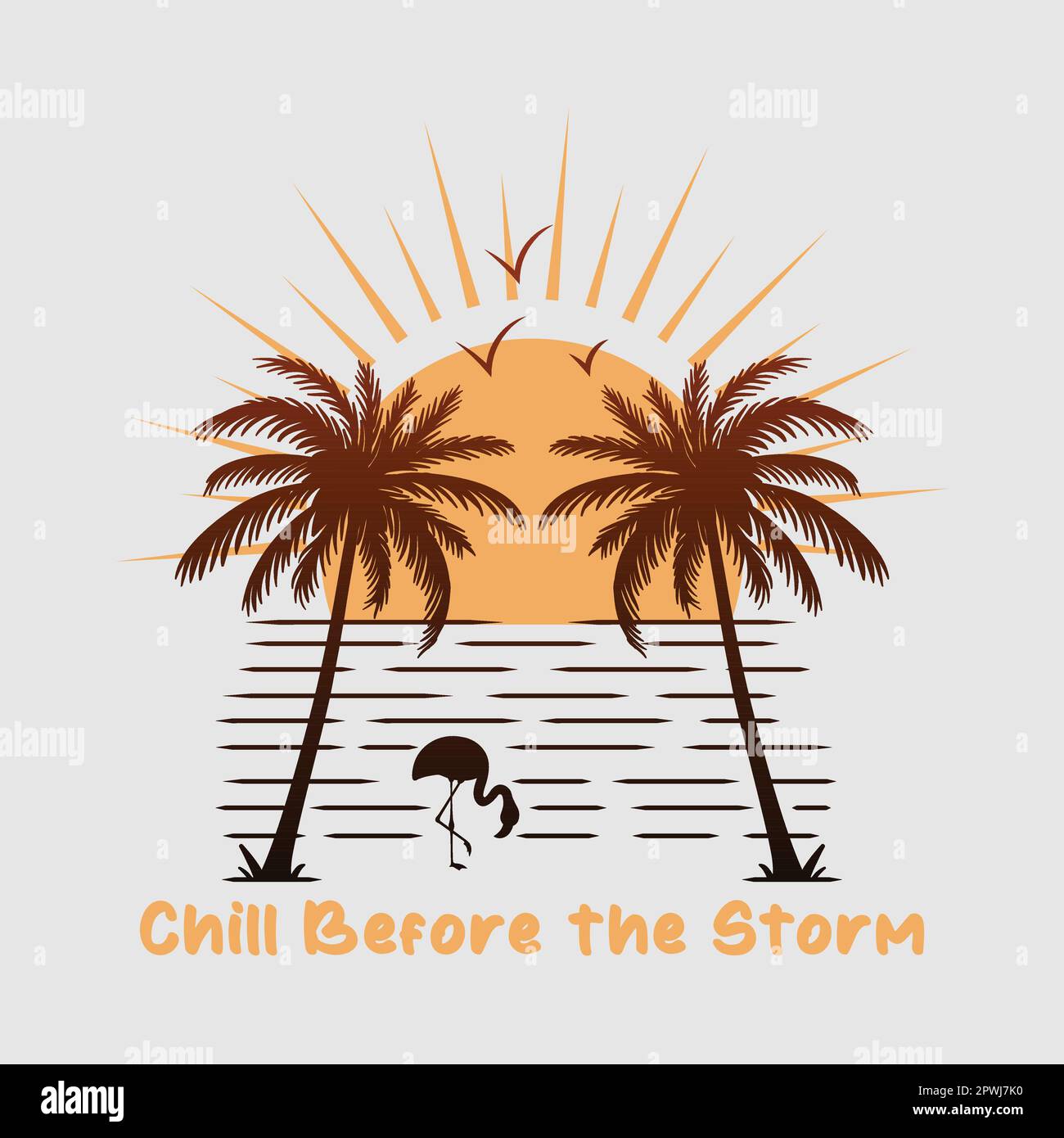 Chill before the storm. Summer theme illustration. Editable, resizable ...