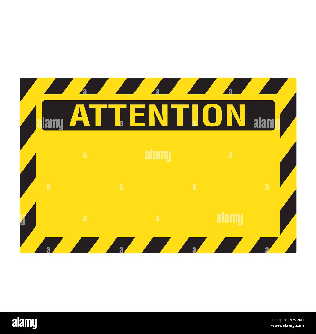 Black and yellow attention sign with copy space on a white background ...