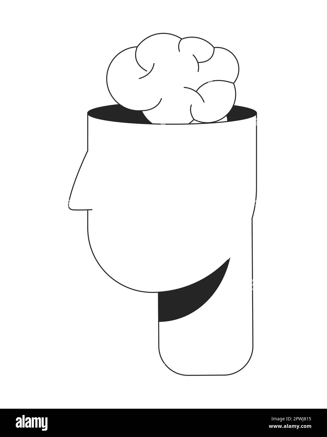Brain out human head flat line black white vector concept Stock Vector ...