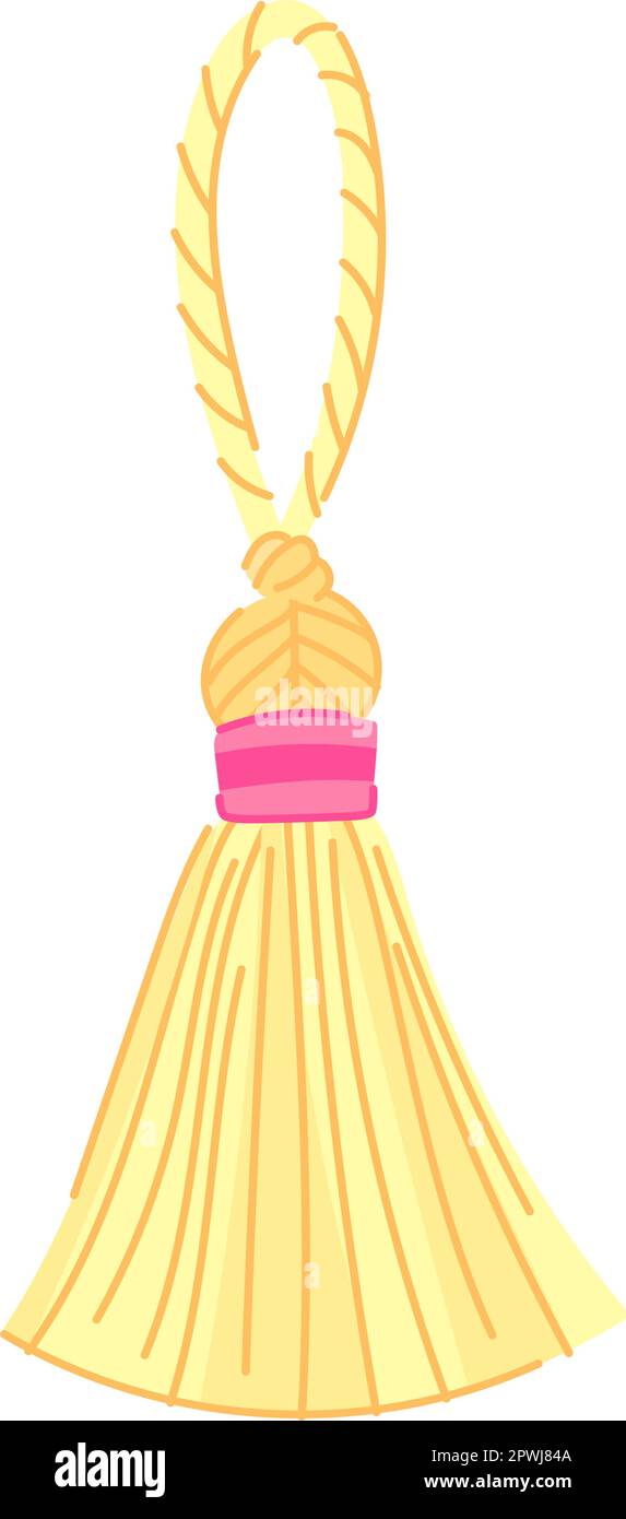 Gold Tassel Rope Cartoon Curtain Cord Golden Trim Gold Tassel Rope Sign Isolated Symbol