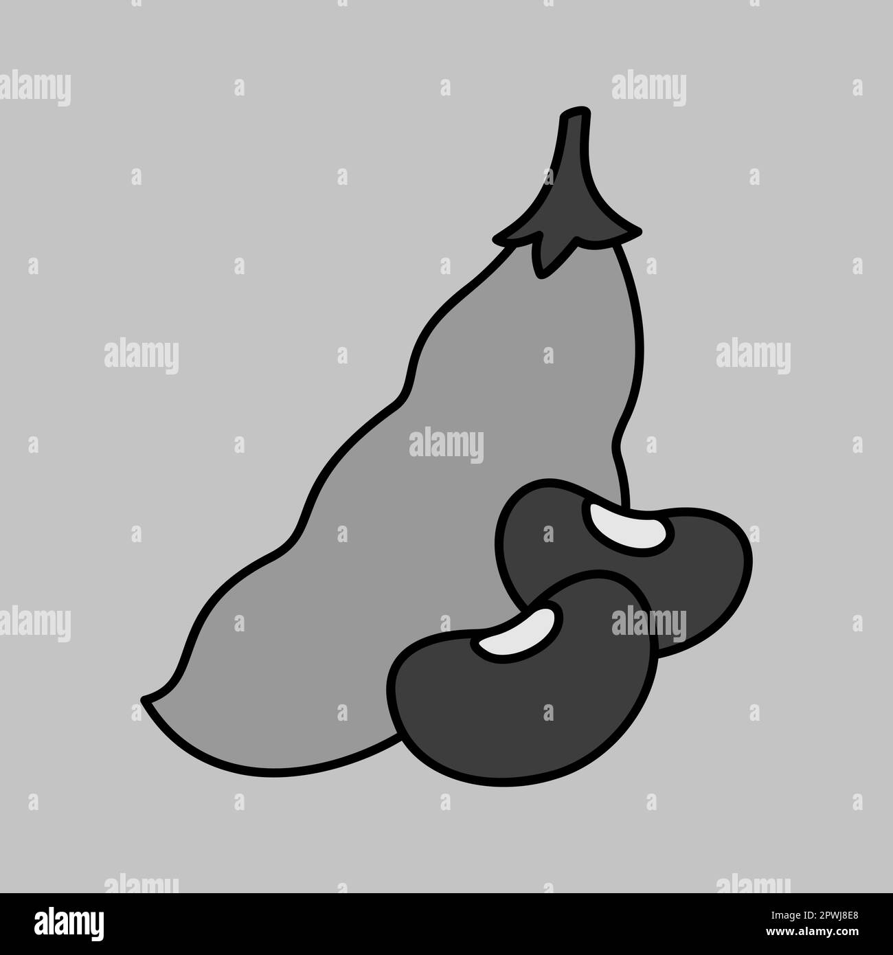 French bean isolated design vector grayscale icon. Vegetable sign ... French bean isolated design vector grayscale icon. Vegetable sign ...