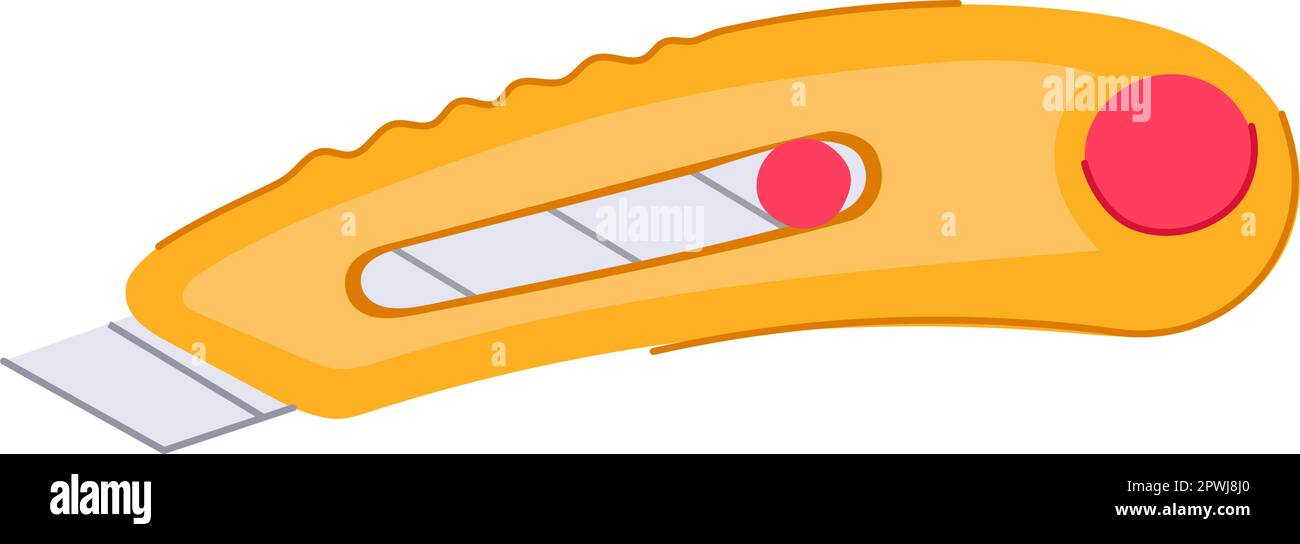 stationery cutter knife cartoon. box paper, utility blade stationery ...