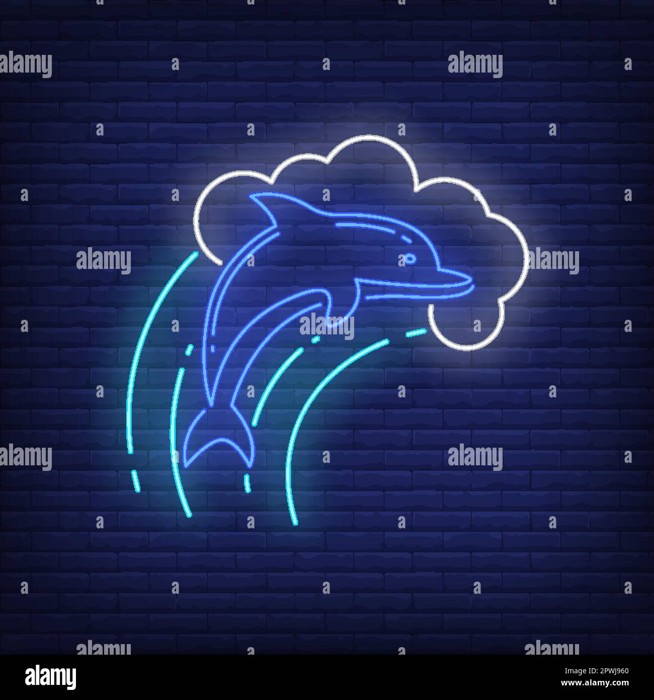 Dolphin in wave neon sign Stock Vector Image & Art - Alamy
