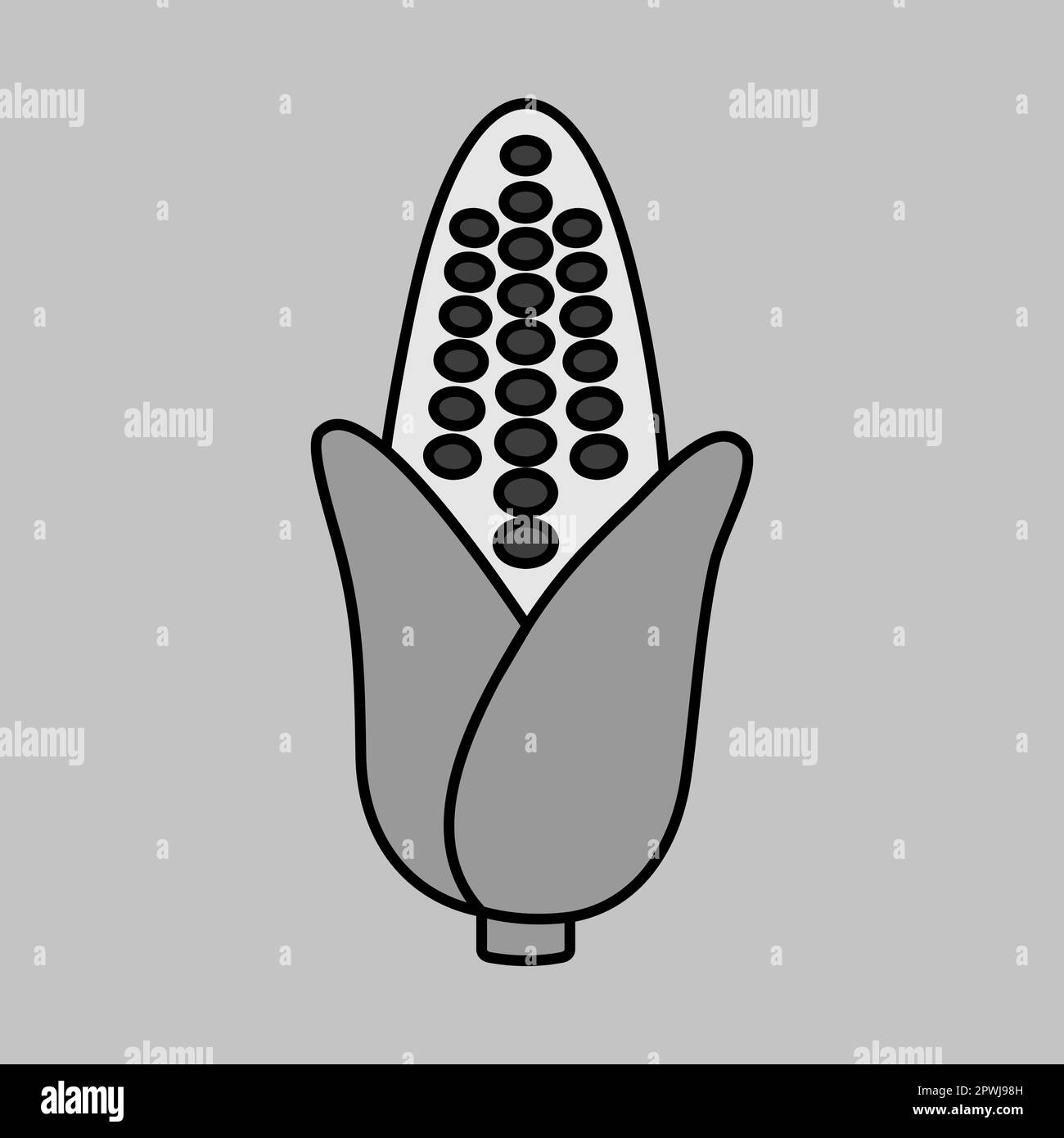 Corncob isolated vector grayscale icon. Vegetable sign. Graph symbol ...