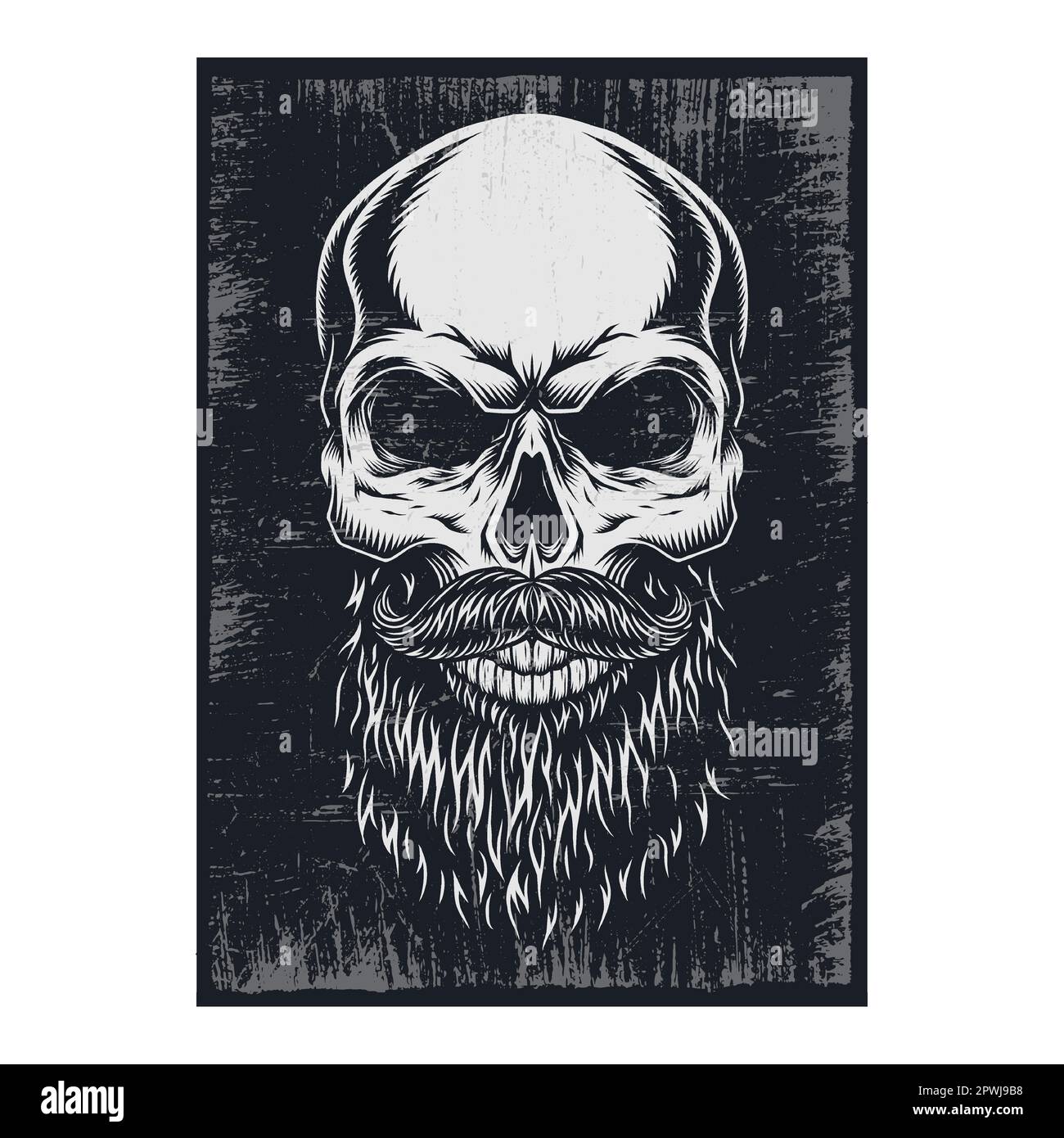Skull and bone poster design with grunge texture style. Editable ...