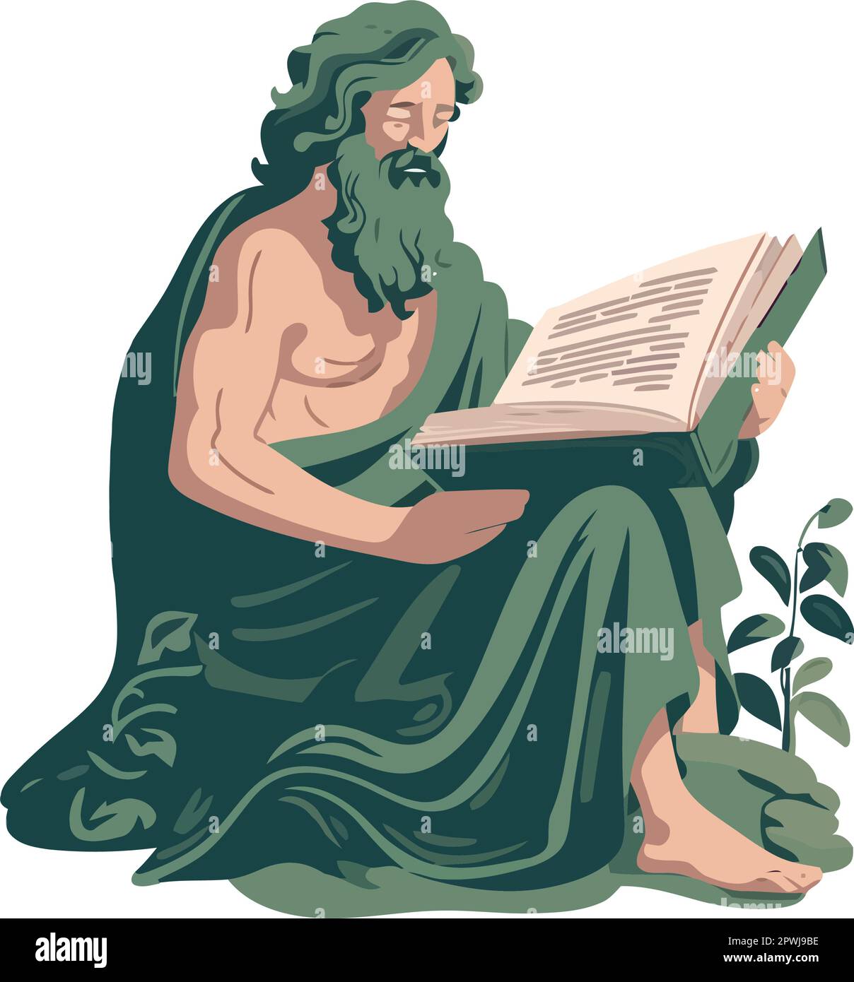 Greek bearded man sitting with a book Stock Vector Image & Art - Alamy