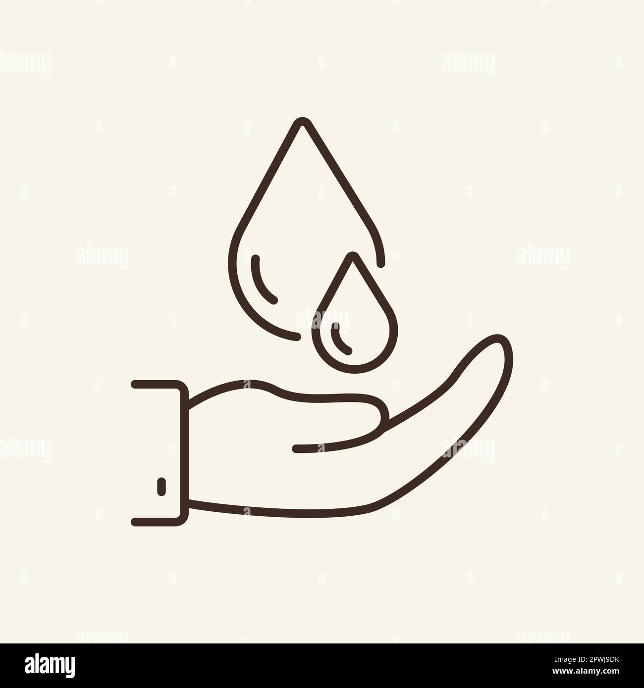 Hand and water drops line icon Stock Vector Image & Art - Alamy