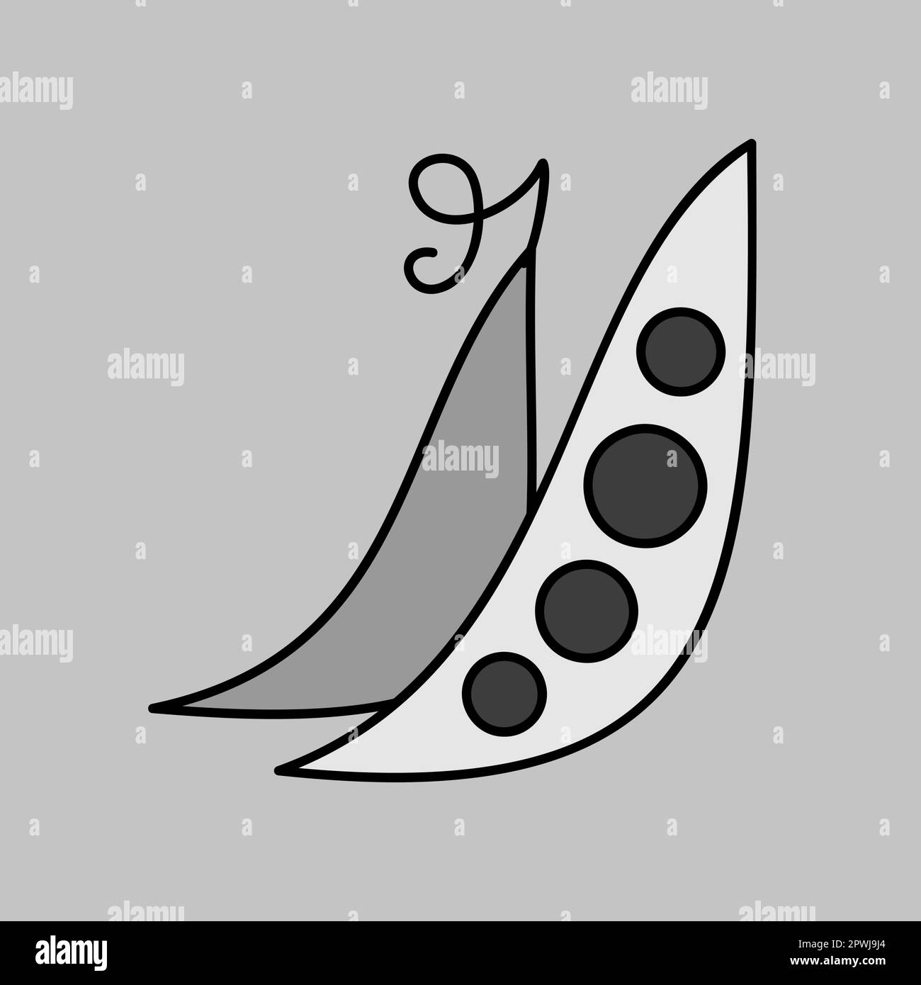 Peas isolated design vector grayscale icon. Vegetable sign. Graph ... Peas isolated design vector grayscale icon. Vegetable sign. Graph ...