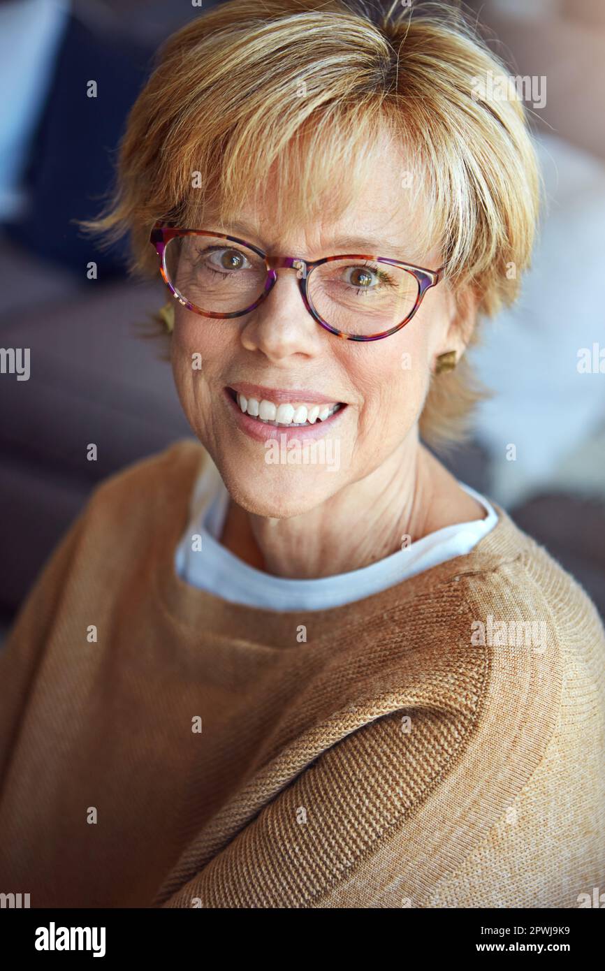 Feeling relaxed in the retirement years. Portrait of a happy mature ...