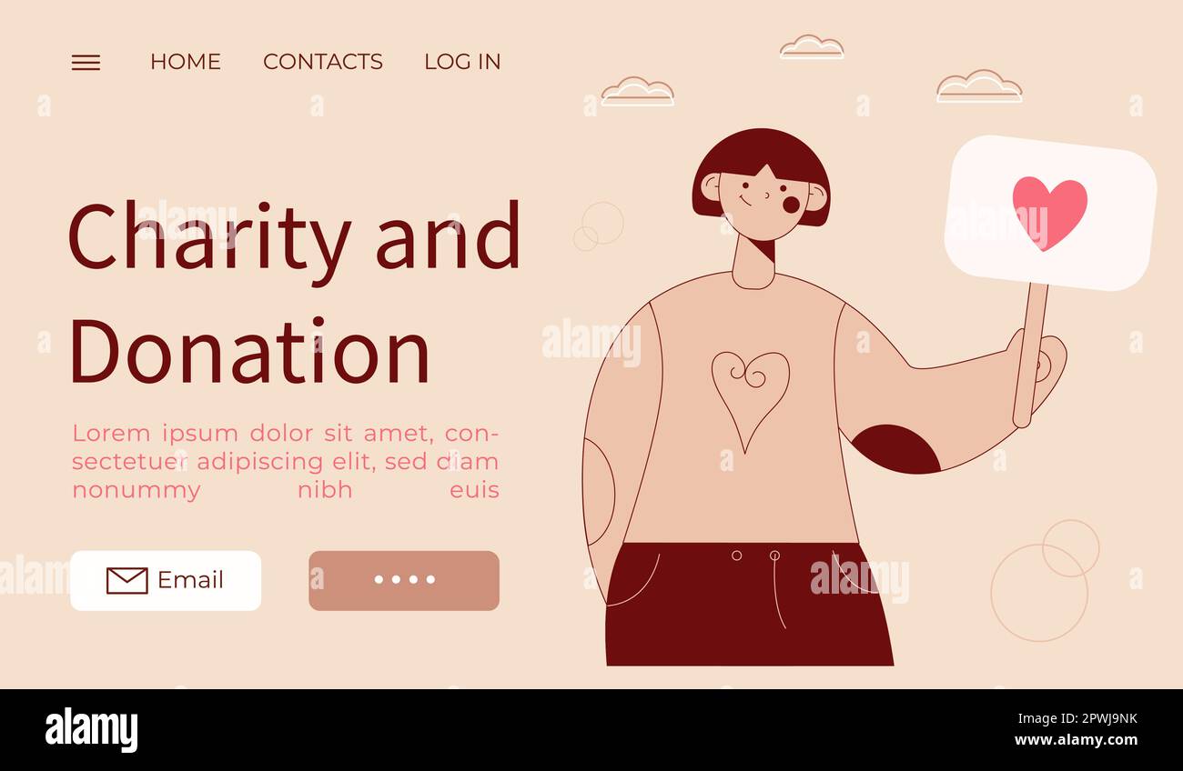 Donation and charity concept.web banner,card,infographic.girl holding ...