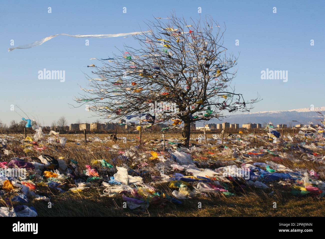 consequences of strong wind at the landfill Stock Photo - Alamy