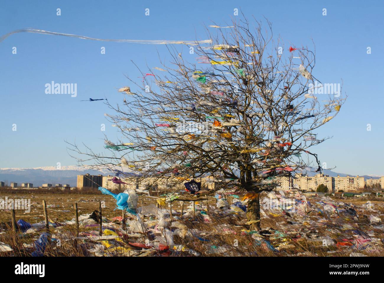 consequences of strong wind at the landfill Stock Photo - Alamy