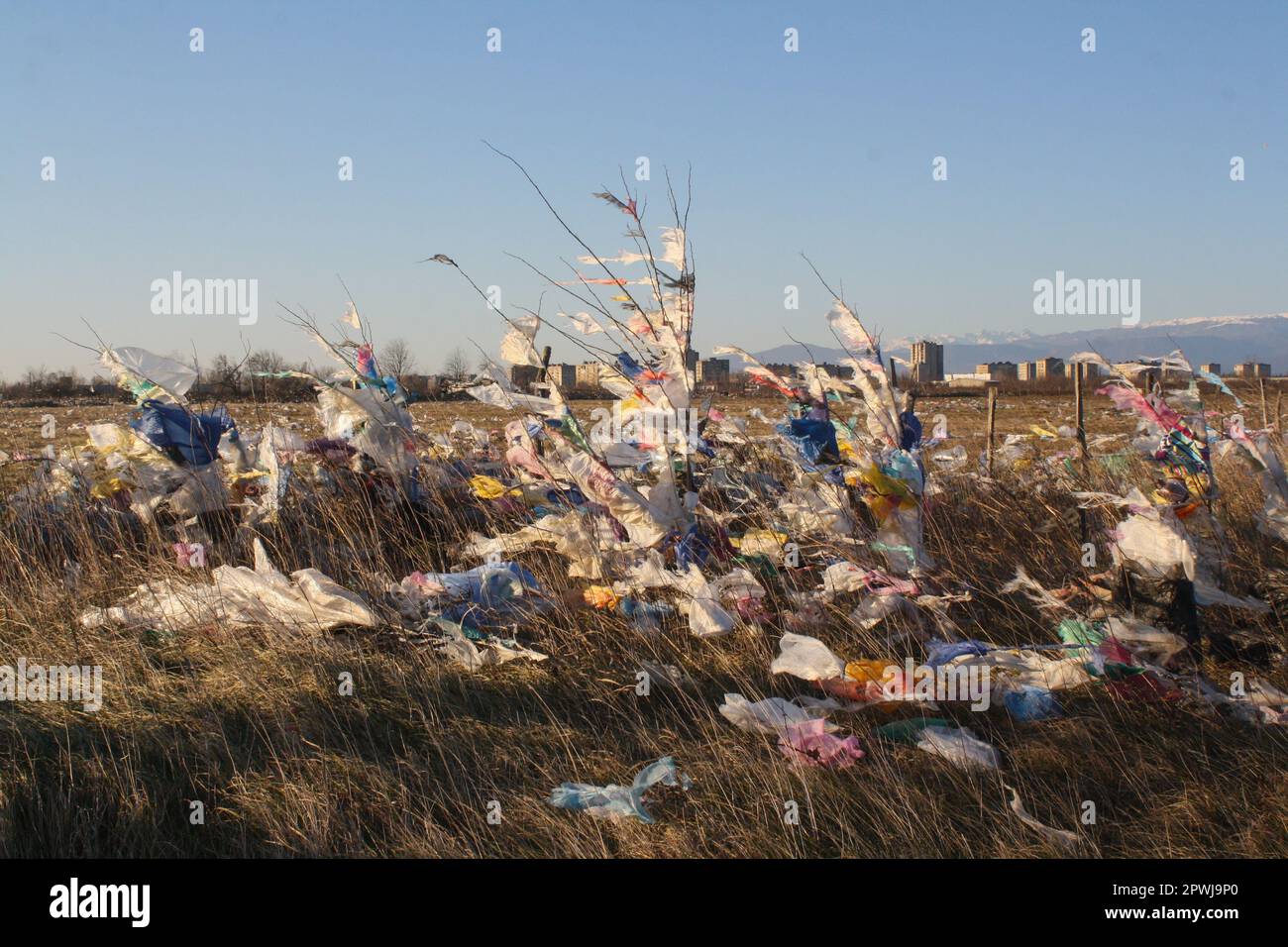 consequences of strong wind at the landfill Stock Photo - Alamy