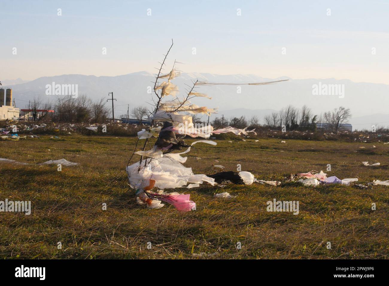 consequences of strong wind at the landfill Stock Photo - Alamy