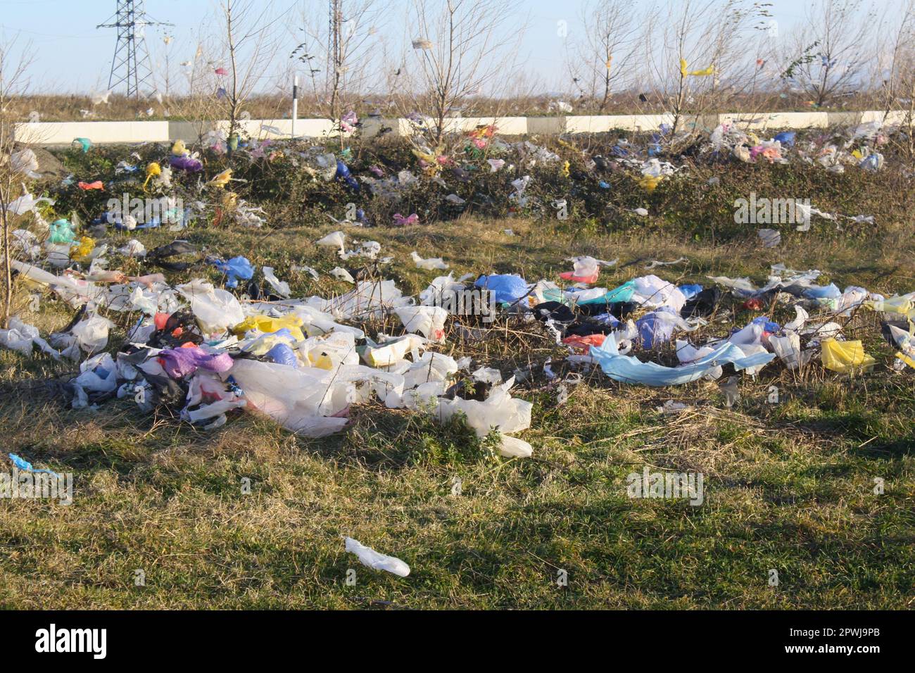 consequences of strong wind at the landfill Stock Photo - Alamy