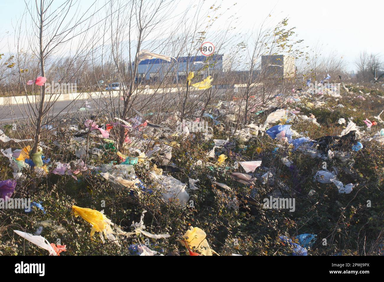 consequences of strong wind at the landfill Stock Photo - Alamy