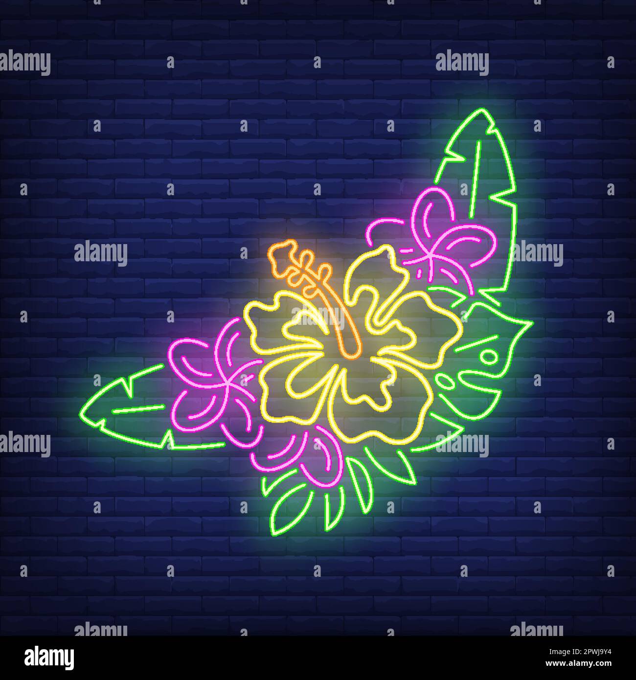 Bunch of tropical flowers neon sign Stock Vector Image & Art - Alamy