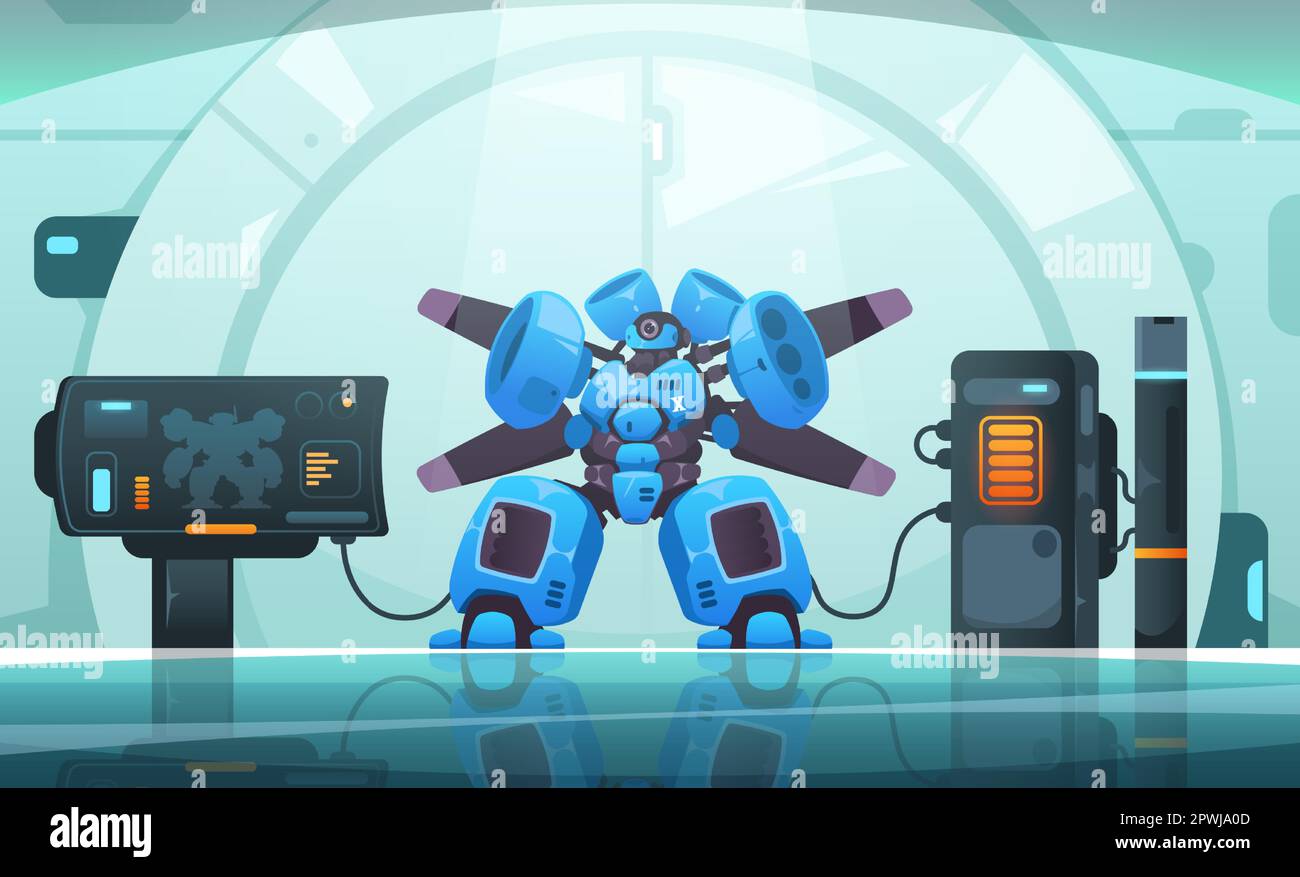 Android cyberpunk scene. Futuristic cyborg and robots, cyber electronic ...