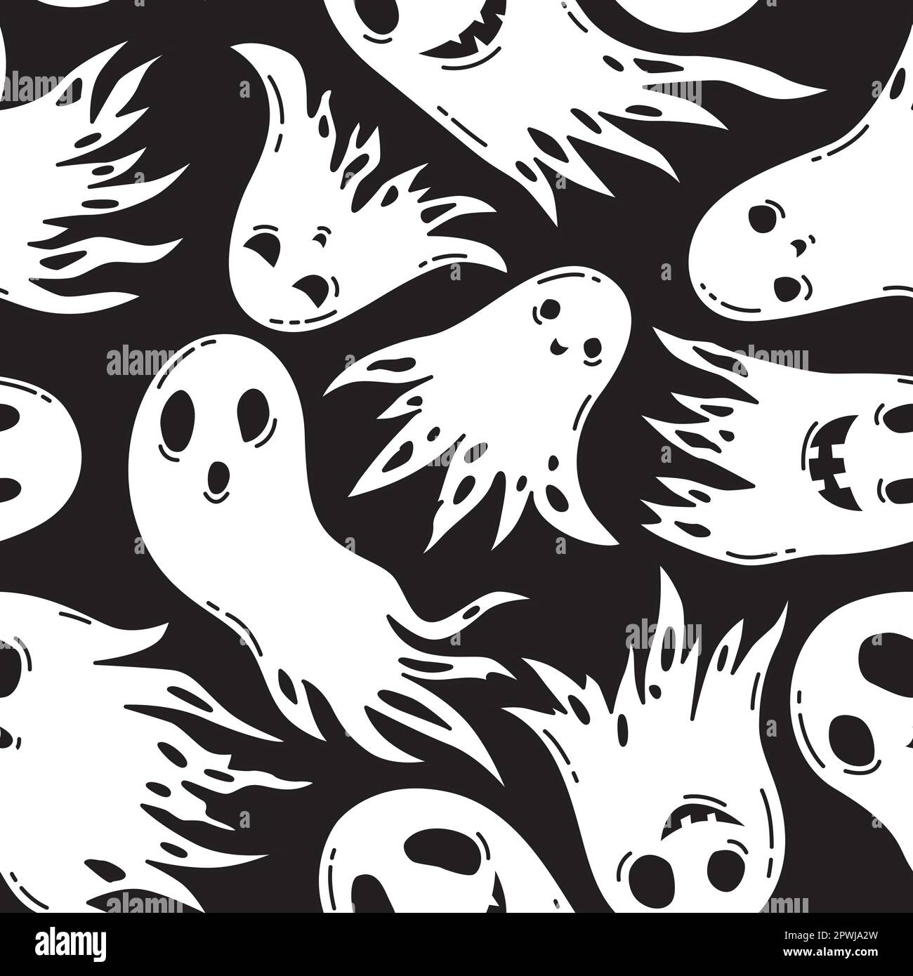 Pattern with cute ghosts Stock Vector Image & Art - Alamy