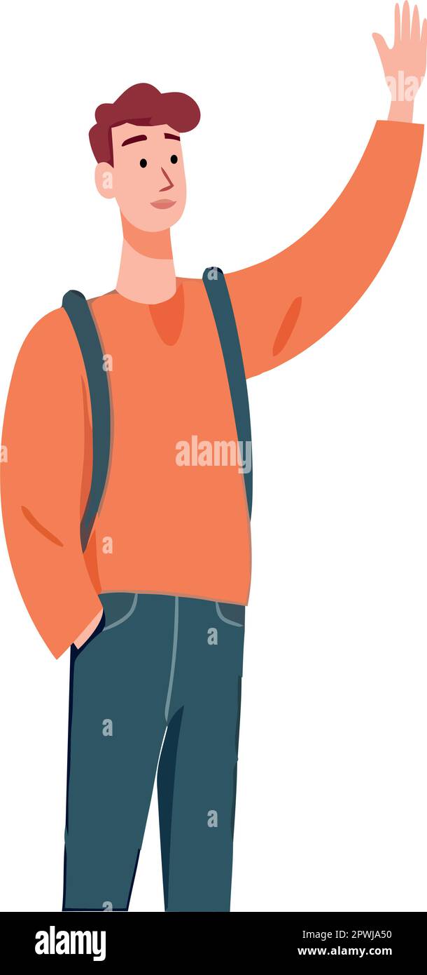 young man waving hand Stock Vector Image & Art - Alamy