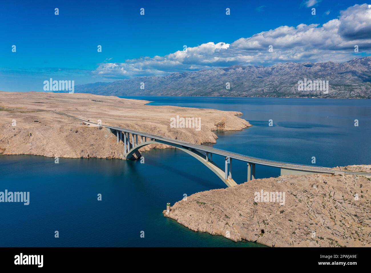 Aerial view of a bridge on Pag Island, Croatia Stock Photo - Alamy