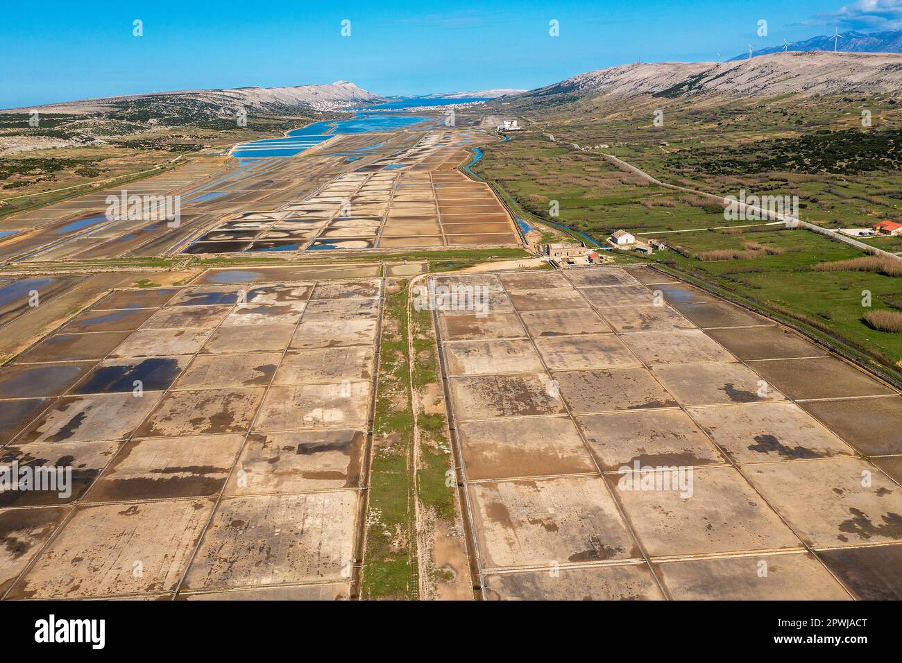 Aerial photo of salt pans on Pag Island, Croatia Stock Photo - Alamy