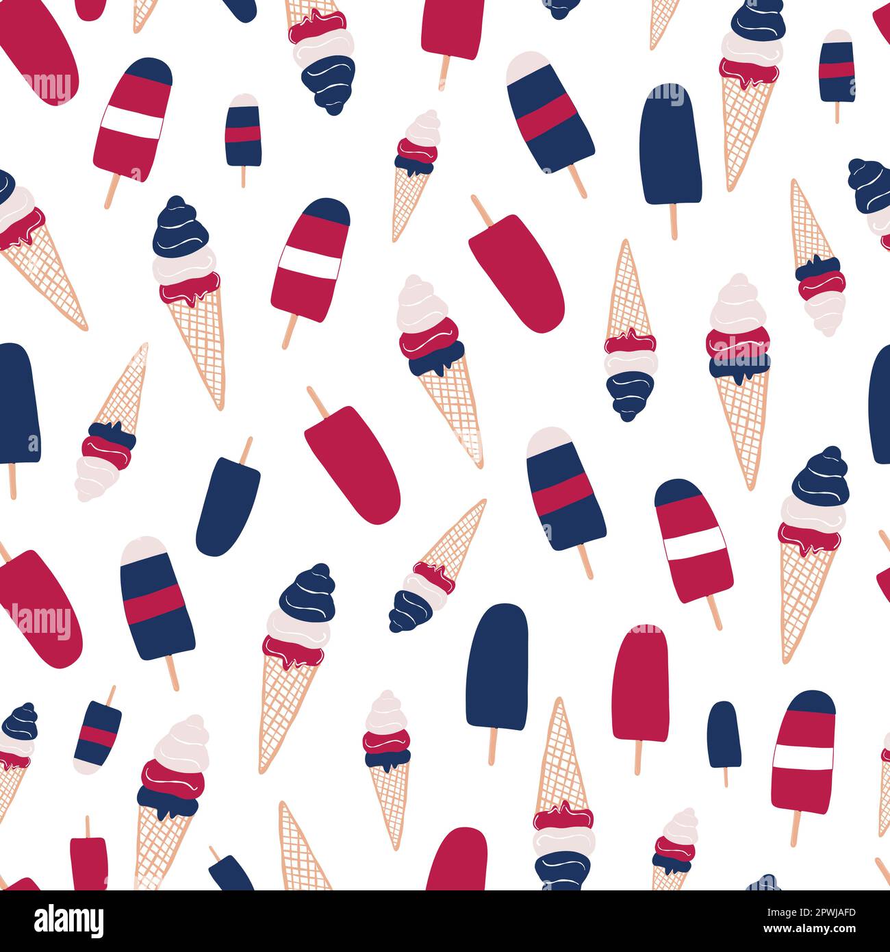 Red white and blue popsicle and hand drawn ice creams Stock Vector ...