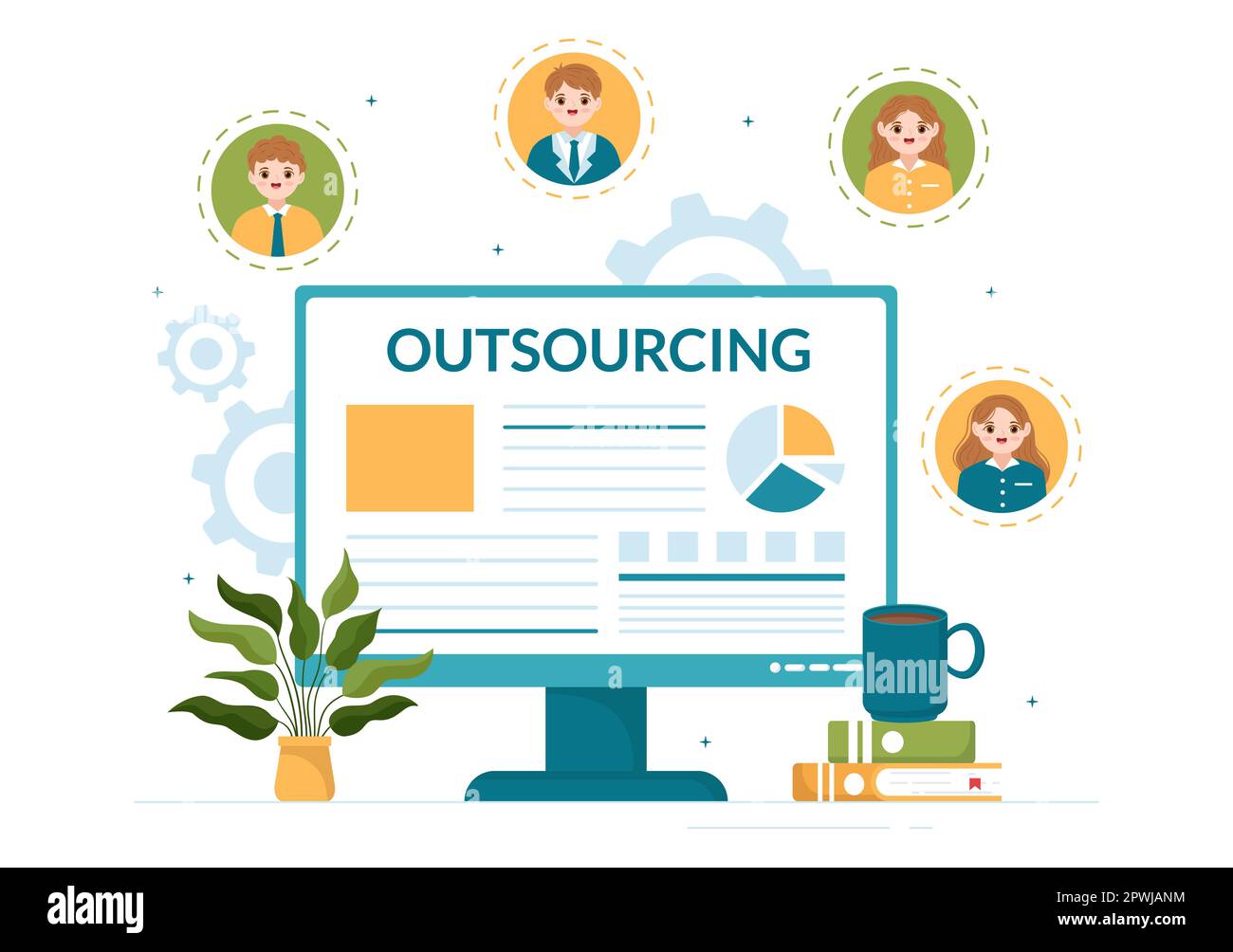 Outsourcing Business with Idea of Teamwork, Company Development ...