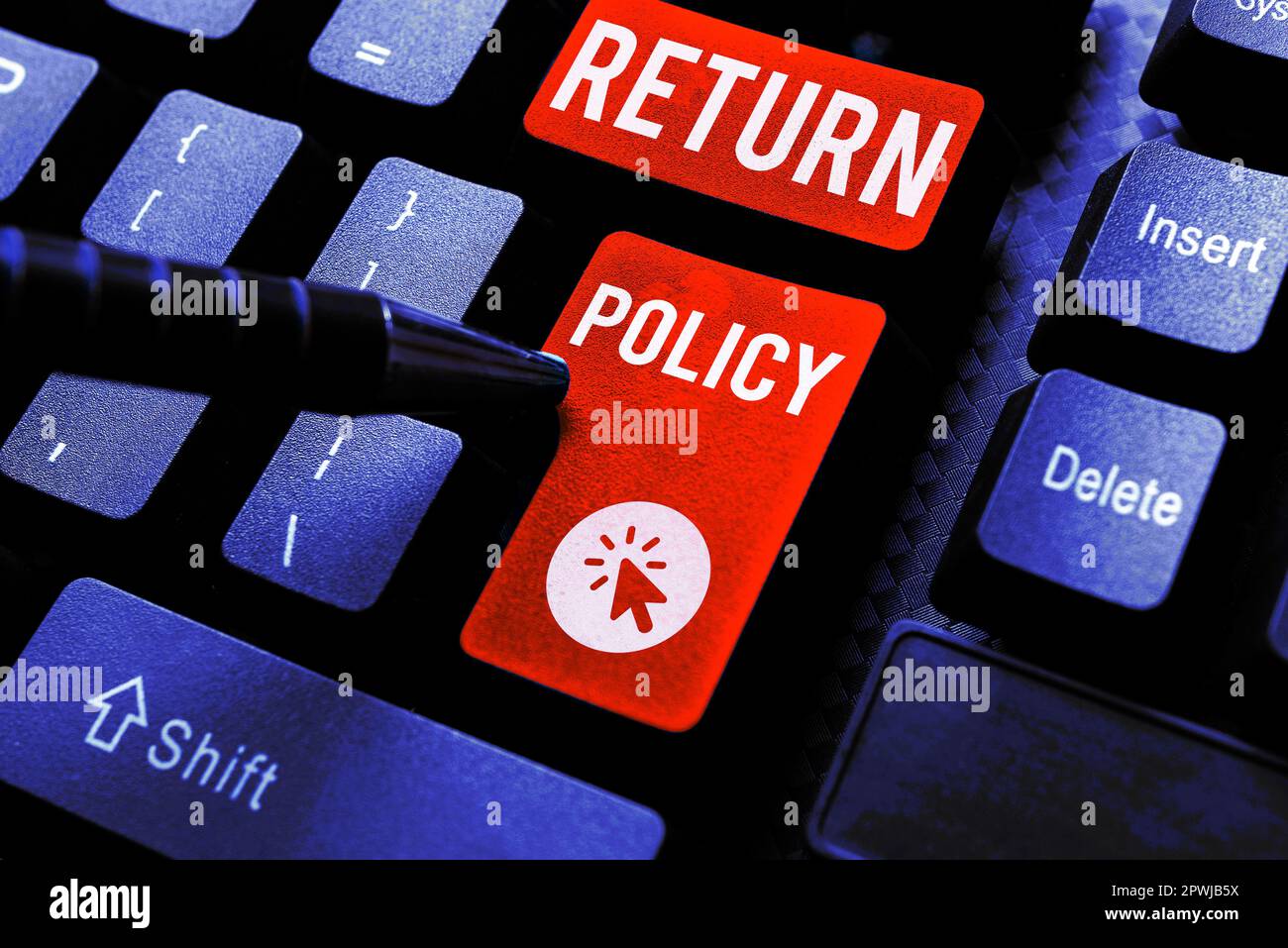 Writing displaying text Return Policy, Word for Tax Reimbursement ... Writing displaying text Return Policy, Word for Tax Reimbursement ...