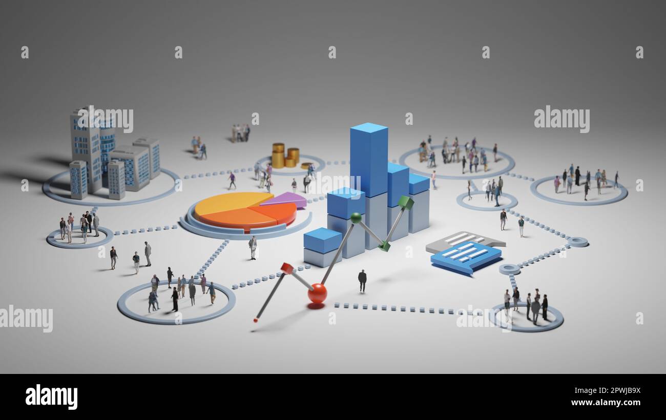 Big data analytics, abstract concept. Graphs and charts showing ...