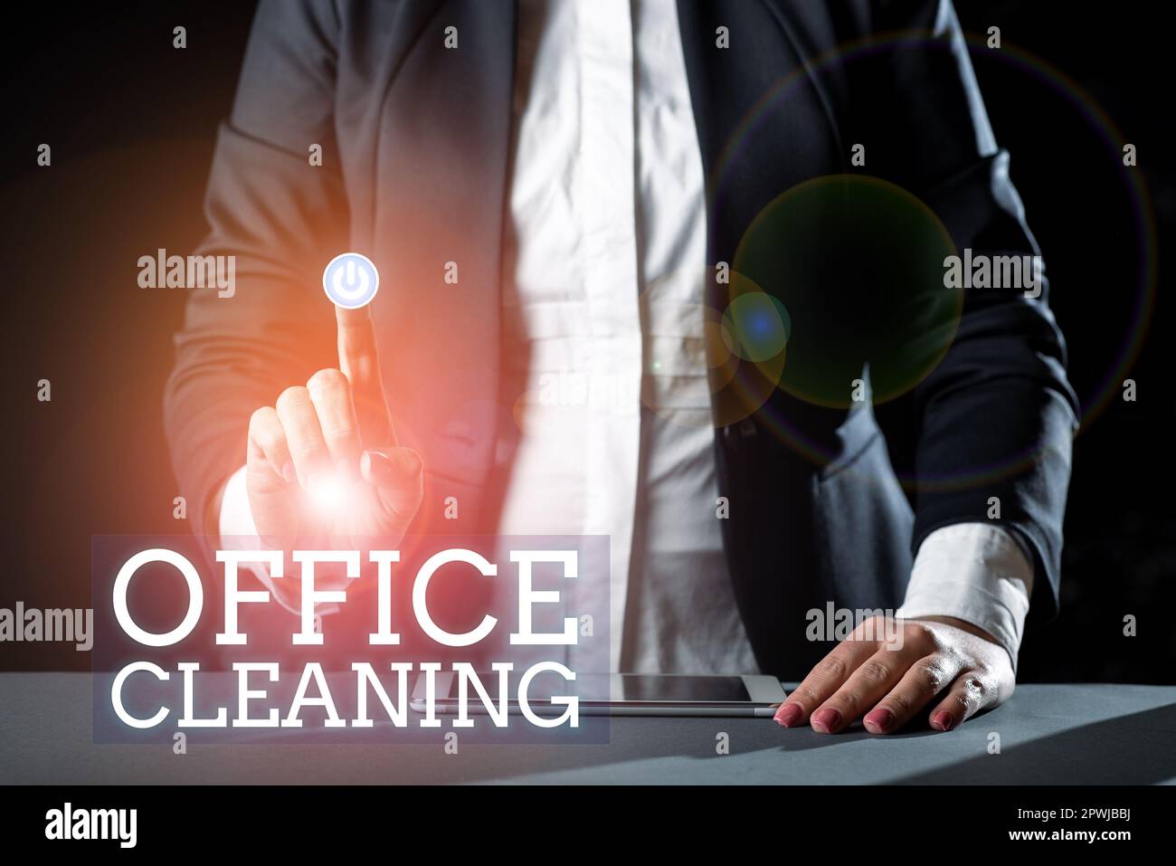 Hand writing sign Office Cleaning, Business approach the action or ...