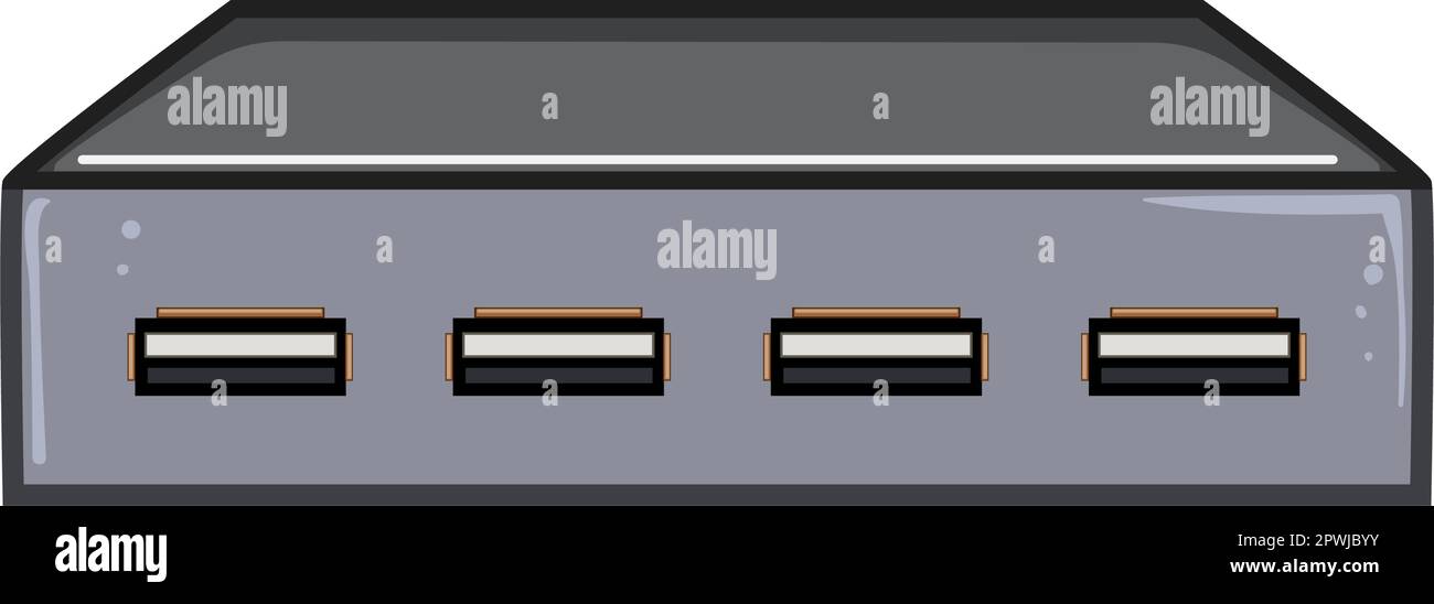 data usb hub cartoon. technology connection, digital port data usb hub ...