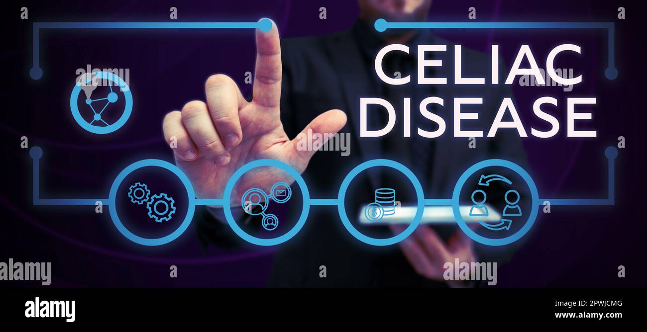 Sign displaying Celiac Disease, Business overview Small intestine is ...