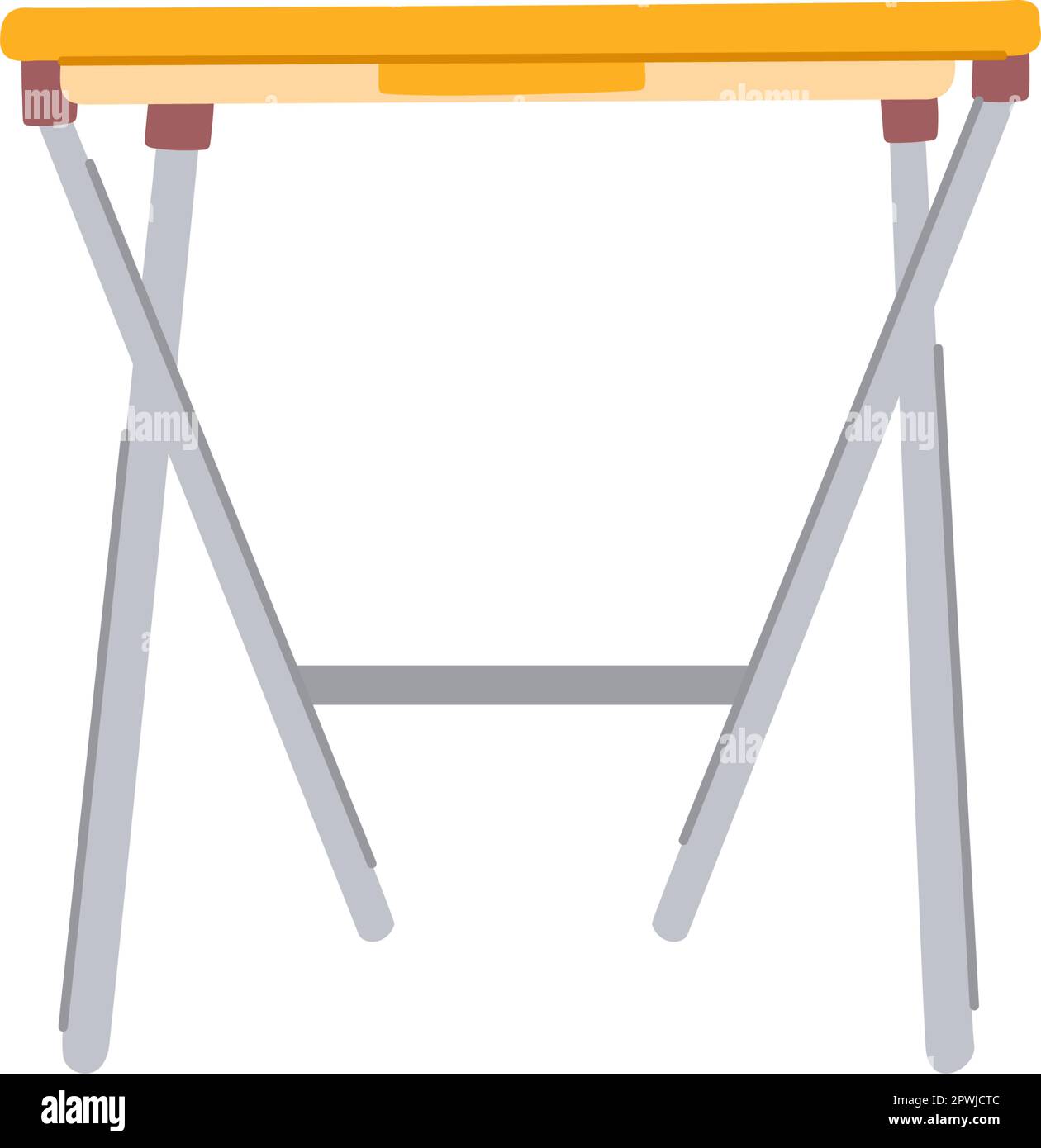 empty folding table cartoon. single chair, foldable front empty folding ...