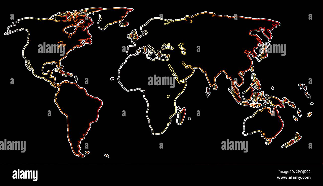 Neon style world map glowing hi-res stock photography and images - Alamy