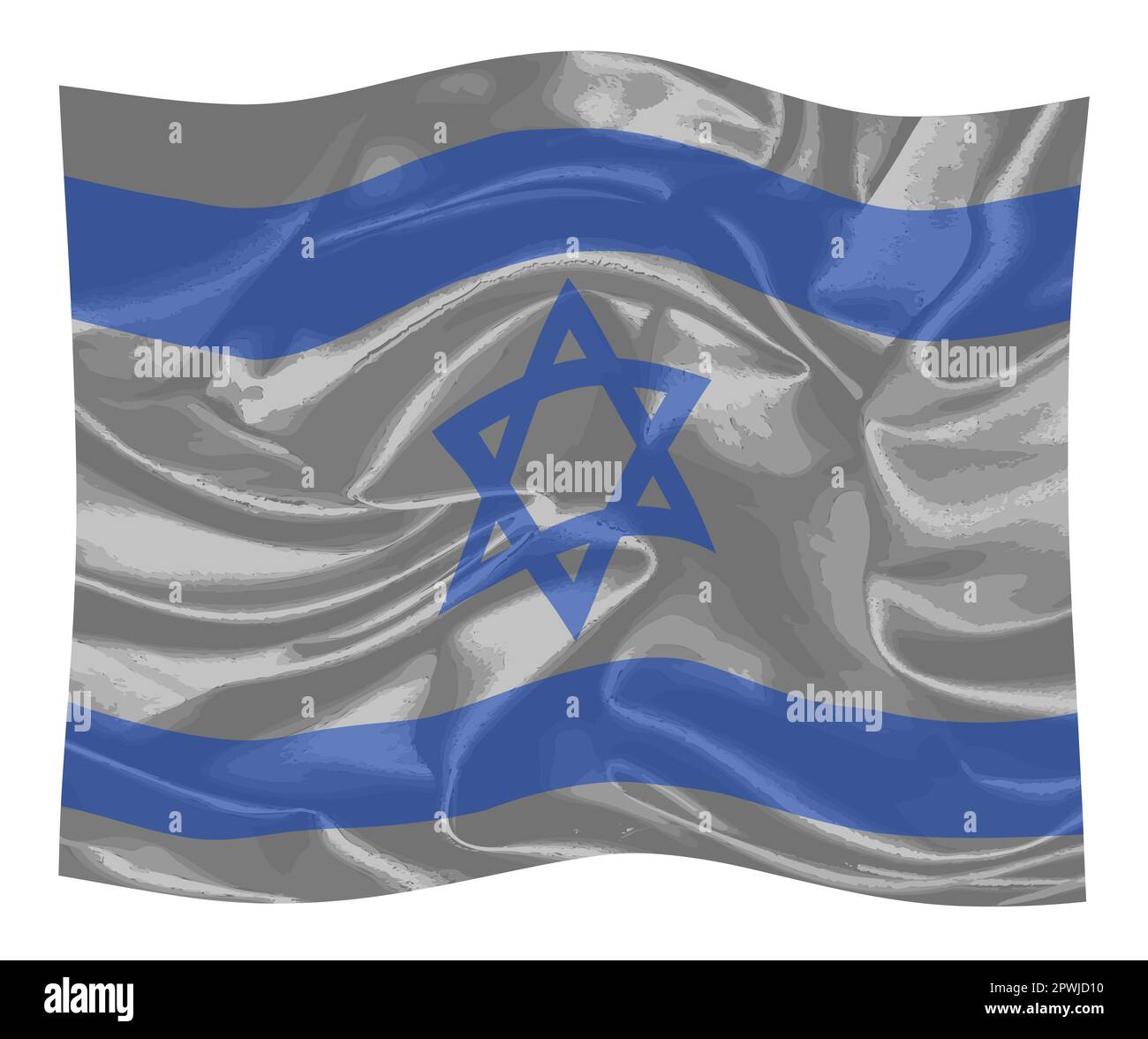 The flag of Israel in blue and white with the star of David fluttering ...