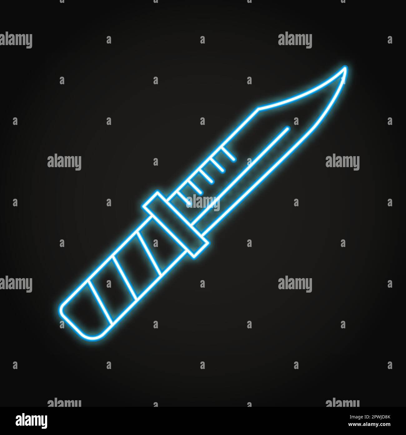 Army knife neon line icon. Military combat cold weapon symbol. Vector ...
