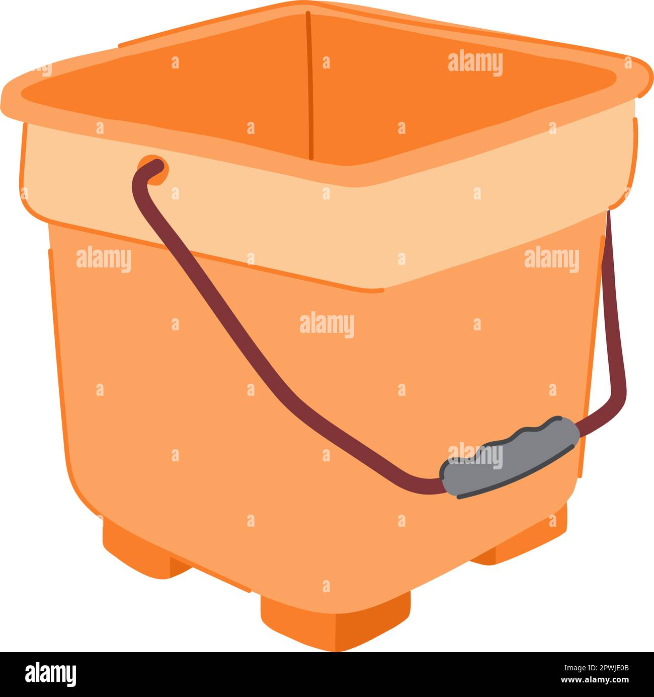 realistic plastic bucket cartoon. container empty, clean package ...