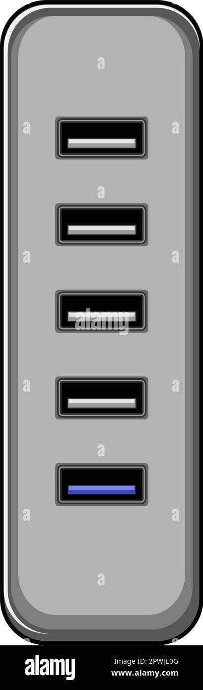 connect usb hub cartoon. device cable, data technology connect usb hub ...