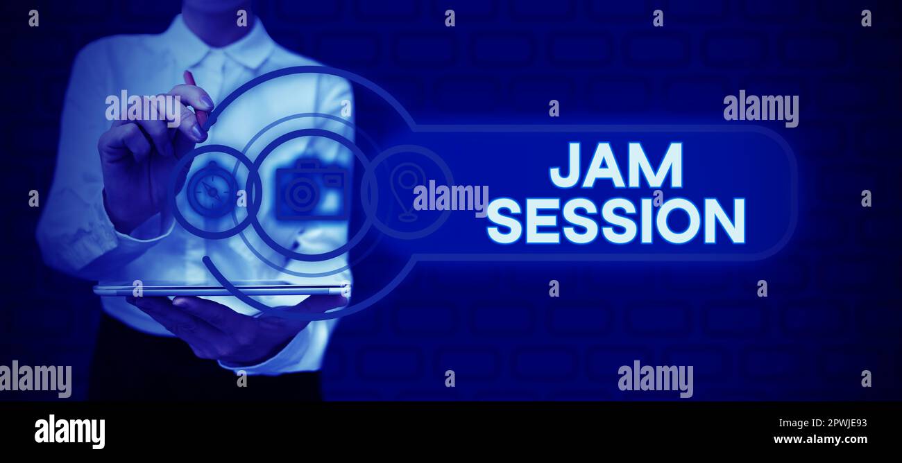 Conceptual caption Jam Session, Internet Concept impromptu performance ...