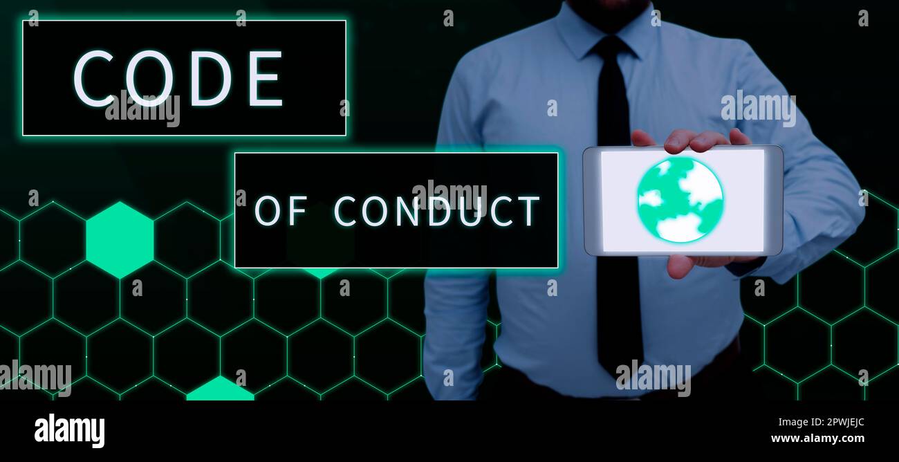 Conceptual caption Code Of Conduct, Business showcase Ethics rules moral codes ethical ...