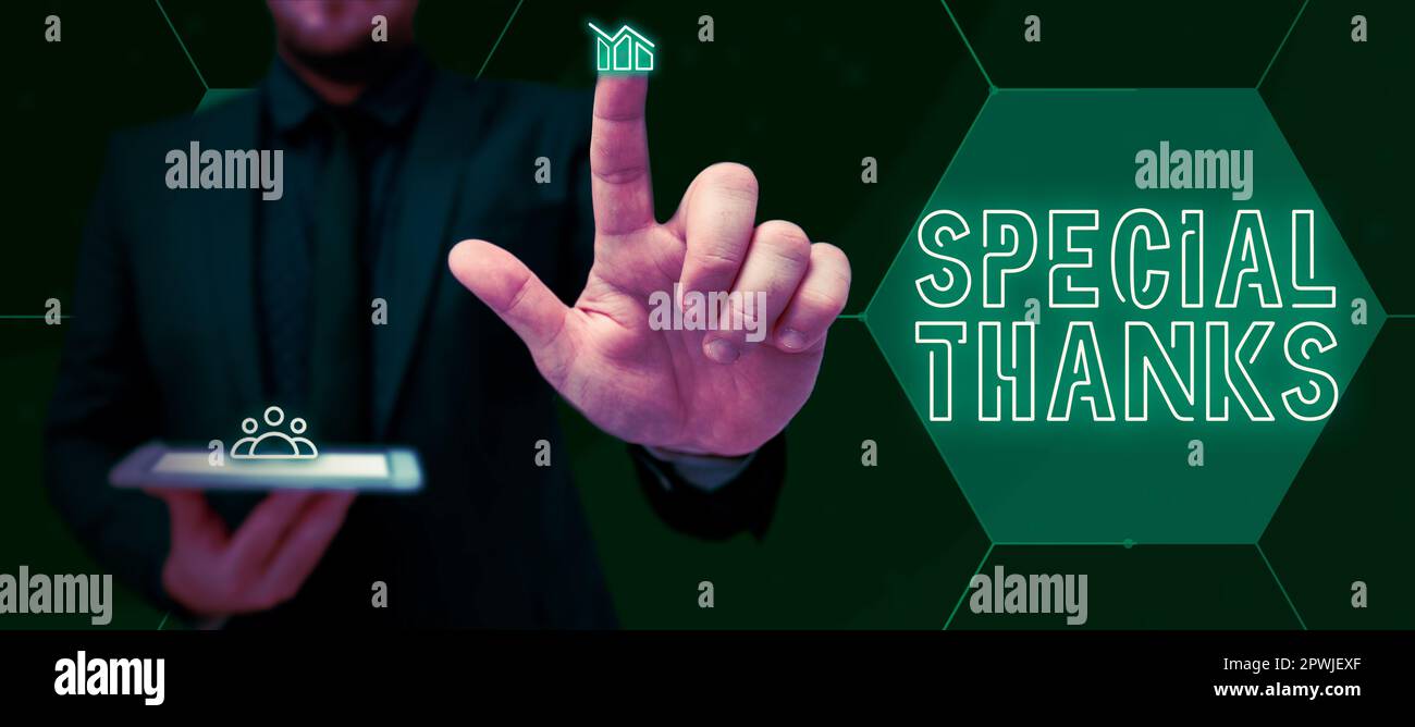 Inspiration showing sign Special Thanks, Concept meaning expression of ...