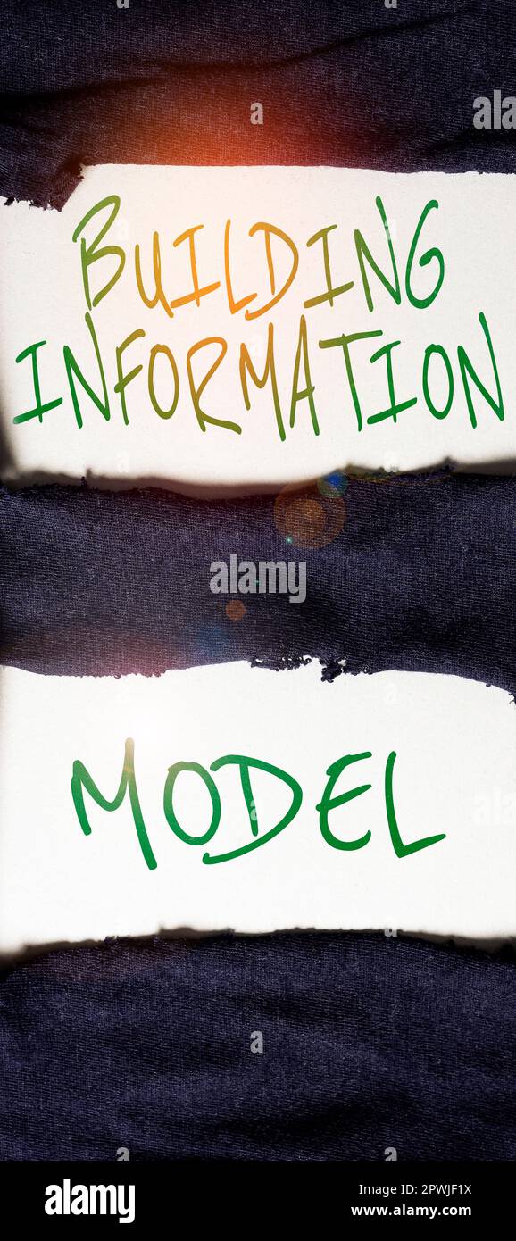 Sign displaying Building Information Model, Word for process of adding ...