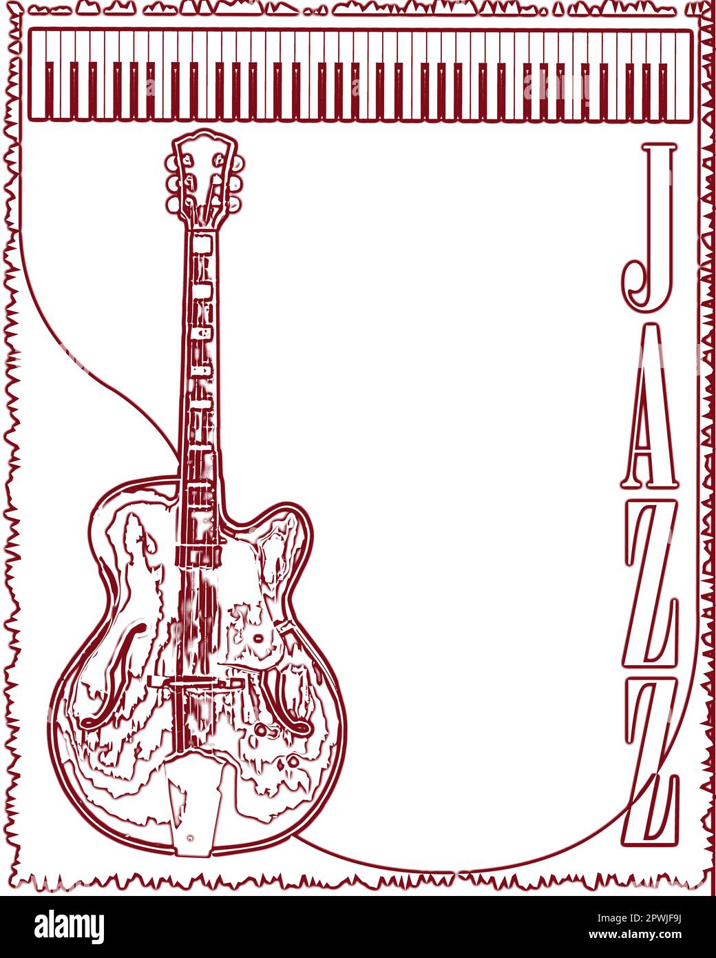 A guitar and piano jazz outline style background for a poster Stock ...