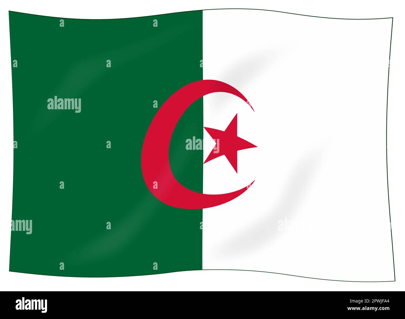 The flag of the African country of Algeria waving in the wind Stock ...