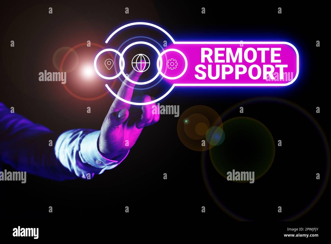 Handwriting text Remote Support, Conceptual photo help end-users to ...