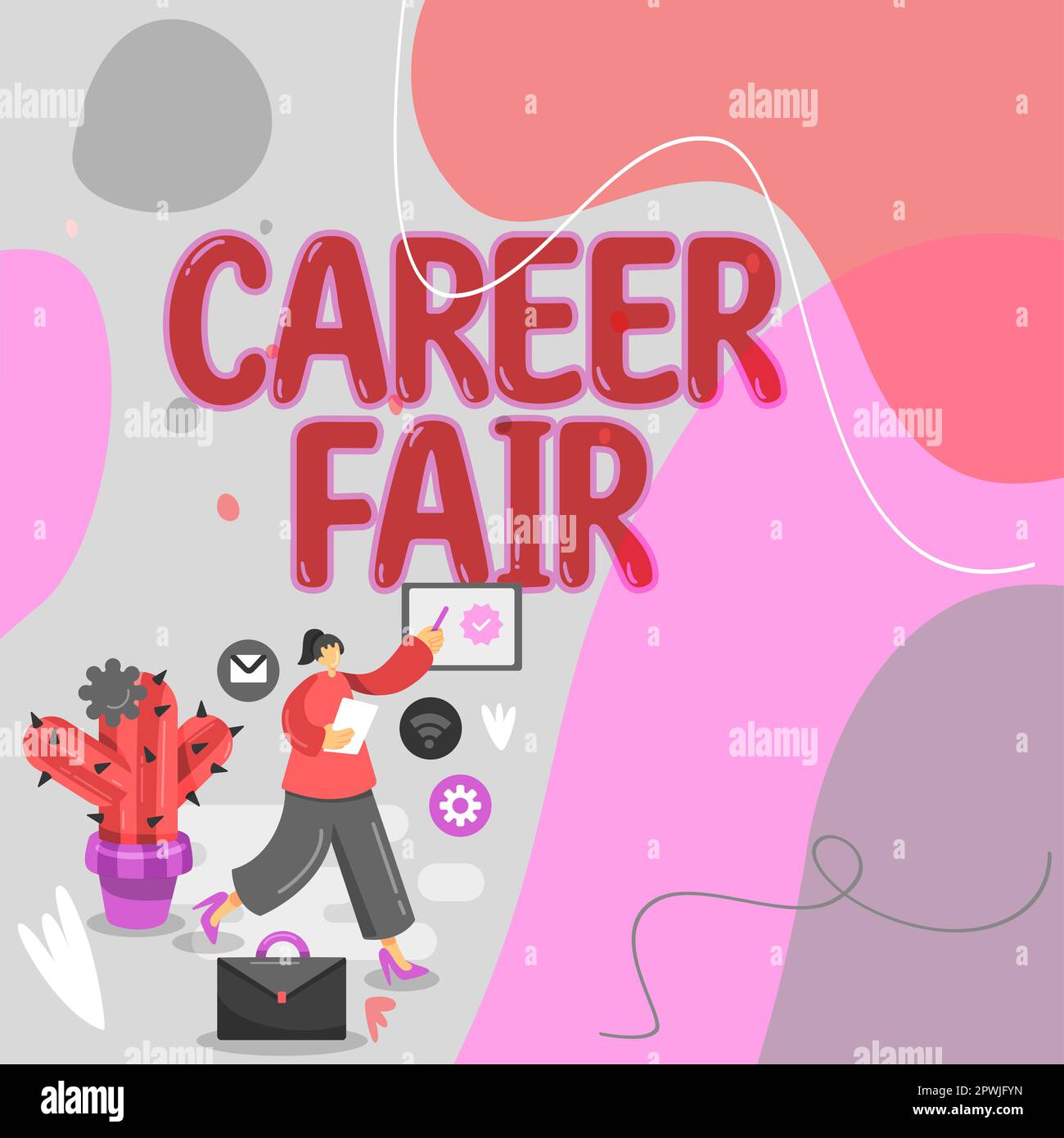 Conceptual display Career Fair, Word Written on an event at which job ...