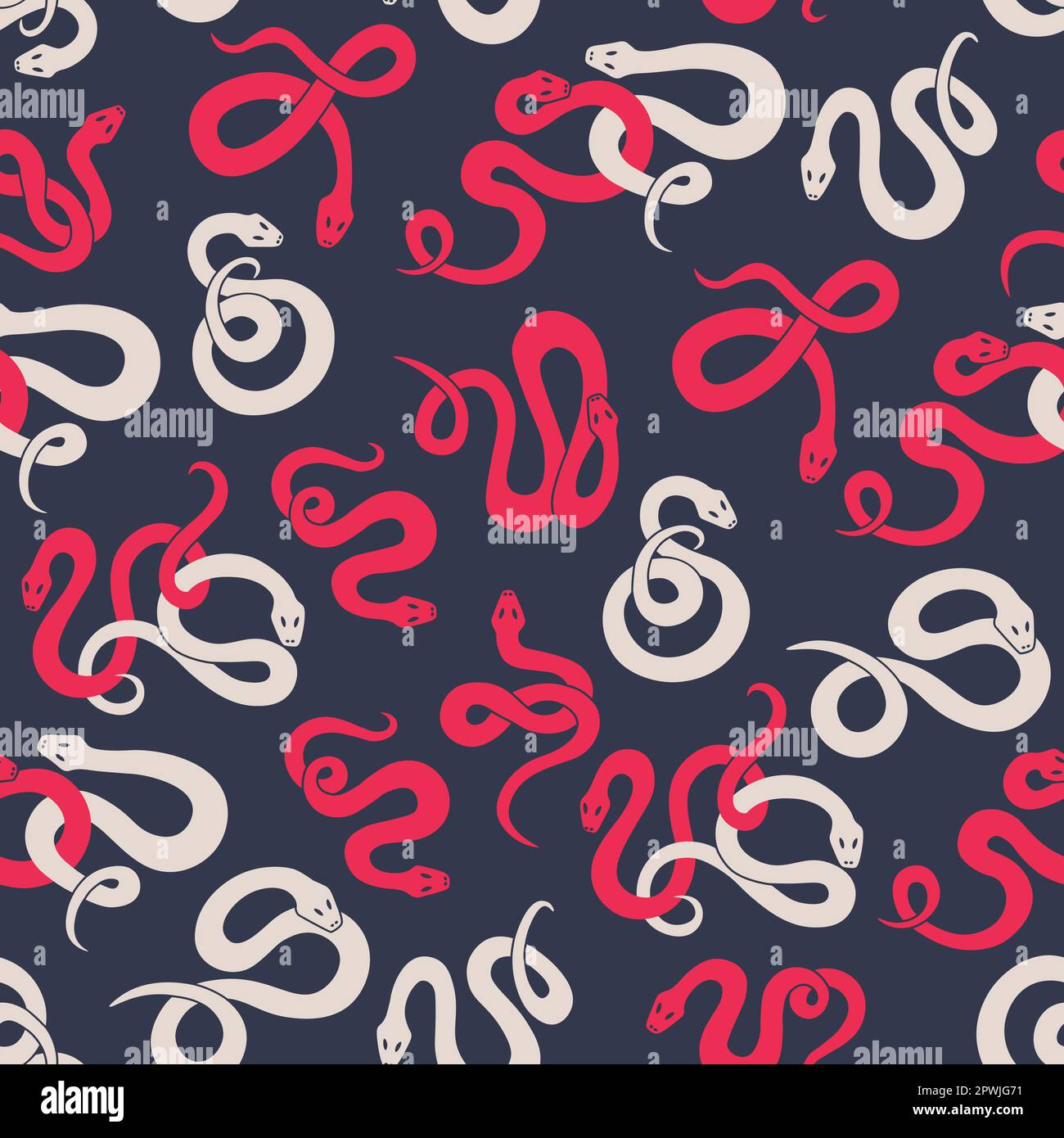 Vector seamless pattern with cute twisted colorful snakes. Pink and ...