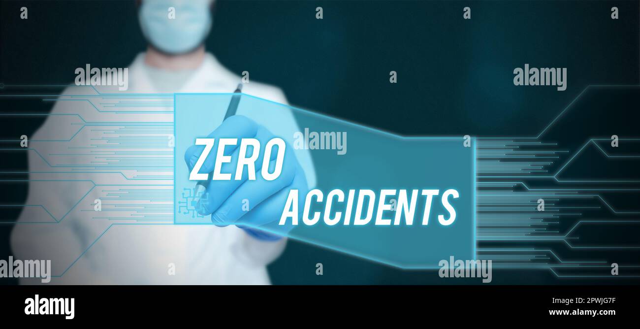 Text caption presenting Zero Accidents, Word Written on important ...