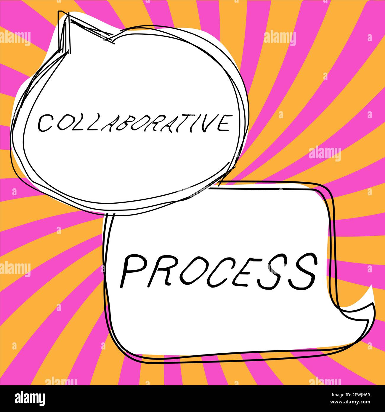 Text caption presenting Collaborative Process, Business approach people ...